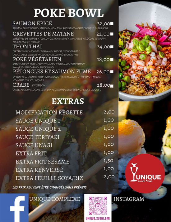Menu - Unique Sushi